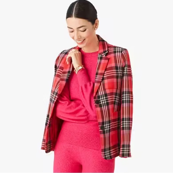 kate spade | Jackets & Coats | Kate Spade Red Plaid Blazer | Poshmark